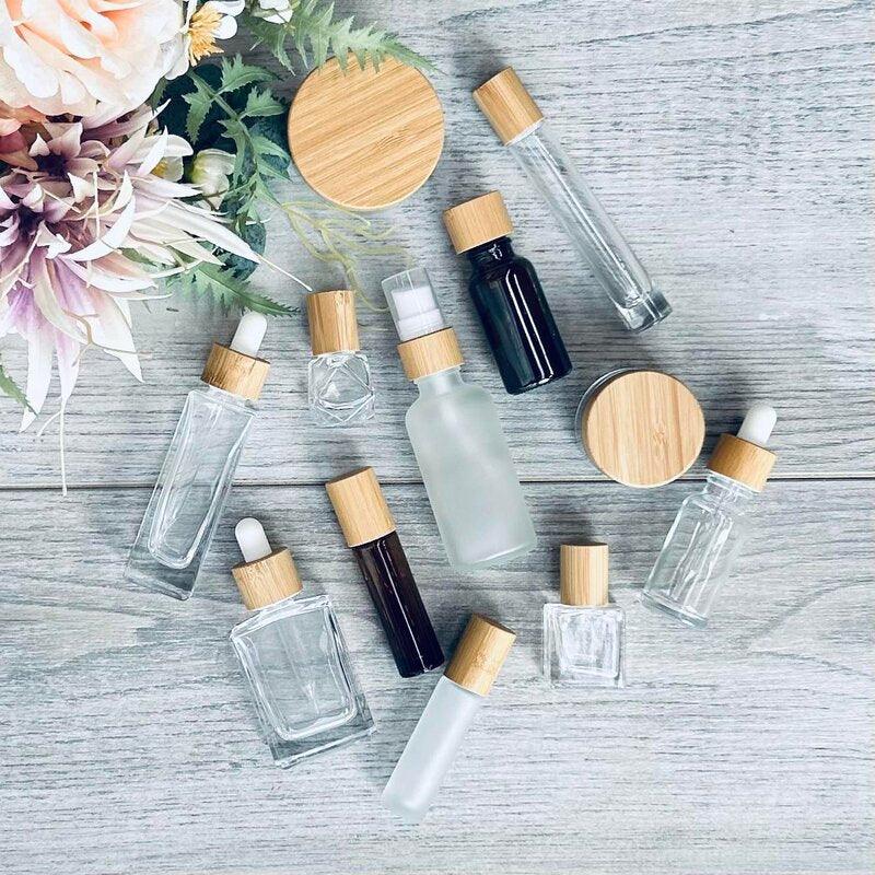Glass Jars & Essential Oil Bottles with Bamboo – Centaur Packaging