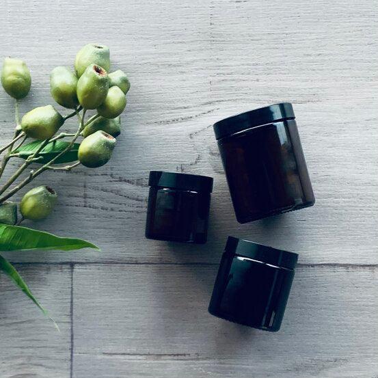 120ml Amber Glass Jar with Black Wadded Lid | Perfect for Creams ...