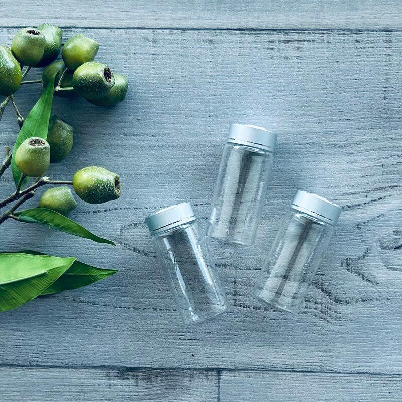 60ml Glass Cylinder Jar, Frosted Silver Lid perfect for storage ...
