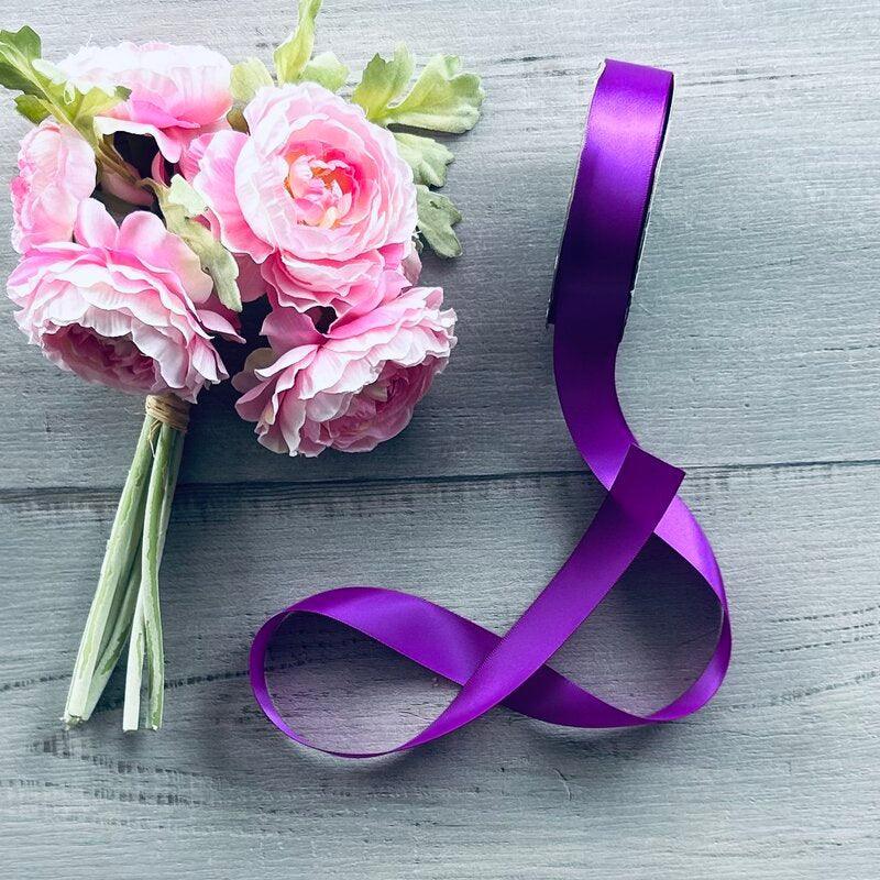 Satin Ribbon Deluxe Double Faced 25mm x 25mt - Purple Regal Colour ...