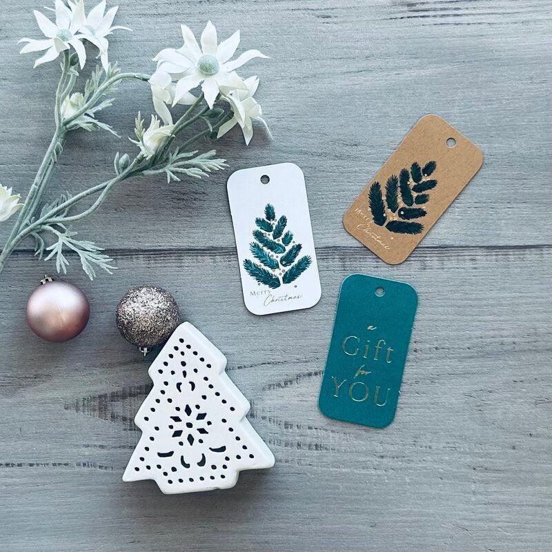 Evergreen Christmas Tags 20pk. white, green or Kraft mixed tags ...