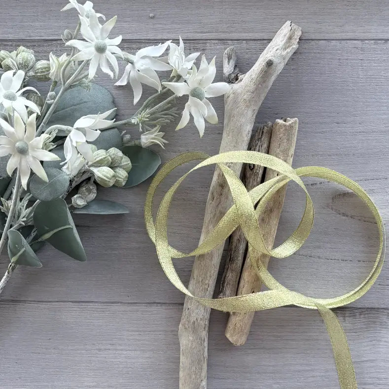 Fabric Shimmer Gold Ribbon 15mm x 25m | Gift Wrapping & Crafts ...