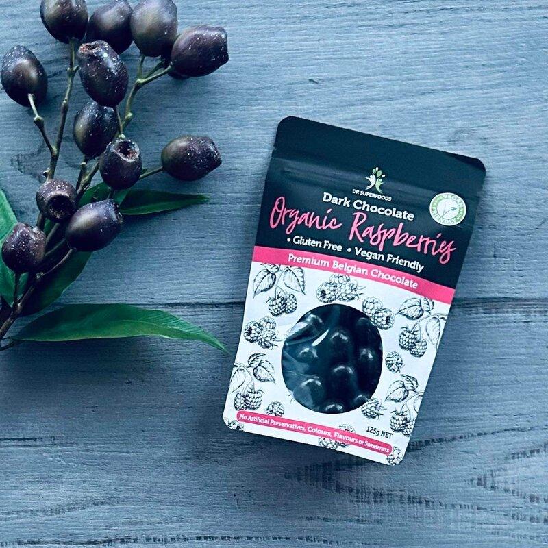 Organic Raspberries in Dark Chocolate 125g | Vegan & Gluten Free Snack ...