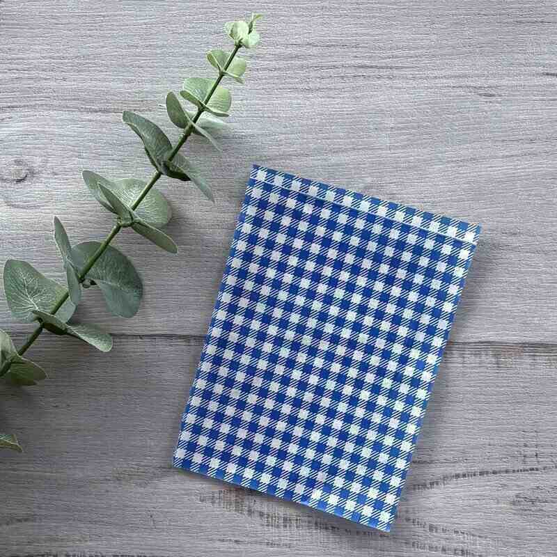 Greaseproof Paper Gingham Chequered 190mm x 150mm - Blue – Centaur ...