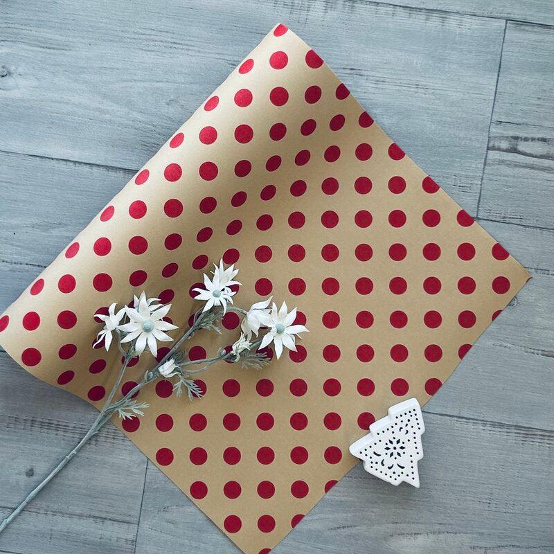 Wrapping Paper - Red Spots on Kraft 60gsm 50cm x 50mt roll – Centaur ...