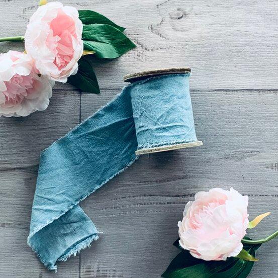 Calico Ribbon with Wooden Spool - Blue. 80mm x 5mt. soft calico ...