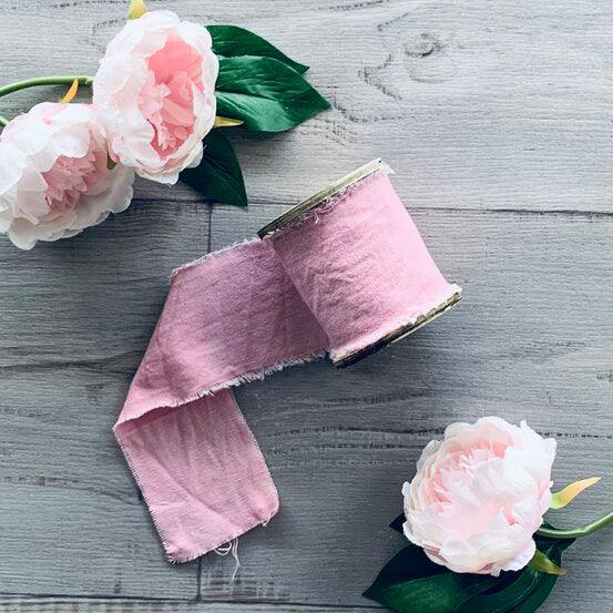 Calico Ribbon with Wooden Spool - Pink. 80mm x 5mt. soft calico ...